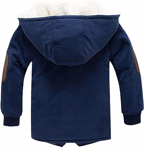 EISHOW Clearance Kids Boys Warm Thick Jackets Hooded Cotton Fleece Parka Coat Children Winter Zipper Outerwear (Navy, 7-8 years)