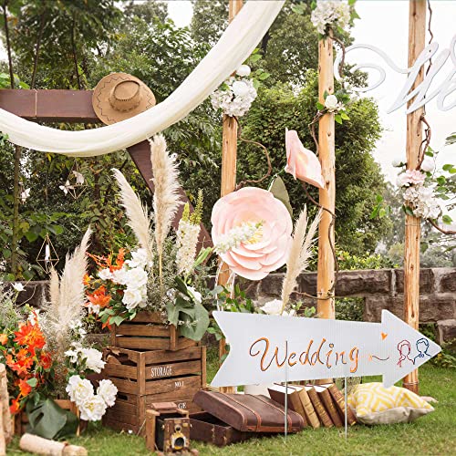 Blank Arrow Signs with Stakes 3 Pack 17 x 6 Inches Wedding Directional Yard Signs with Stakes, This Way Arrow Yard Signs Birthday Party Signs Arrow