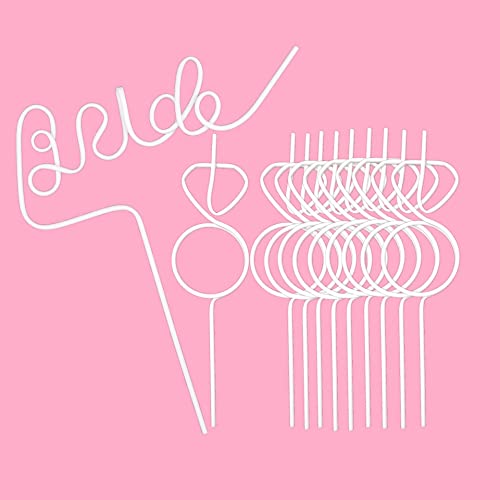 Bachelorette Party Decorations Straws White Bride Straw + Diamond Ring Straws Set 11 Pcs,Bride to Be Gift Bridal Shower Supplies
