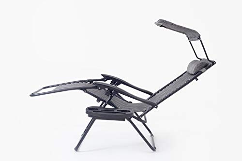 BTEXPERT Adjustable Steel Mesh Zero Gravity Lounge Chairs Case Outdoor Patio Recliner Beach Yard Garden with Pillows Sunshade Utility Tray Cup Holder Gray Two Case Pack (Set of 2 pcs)