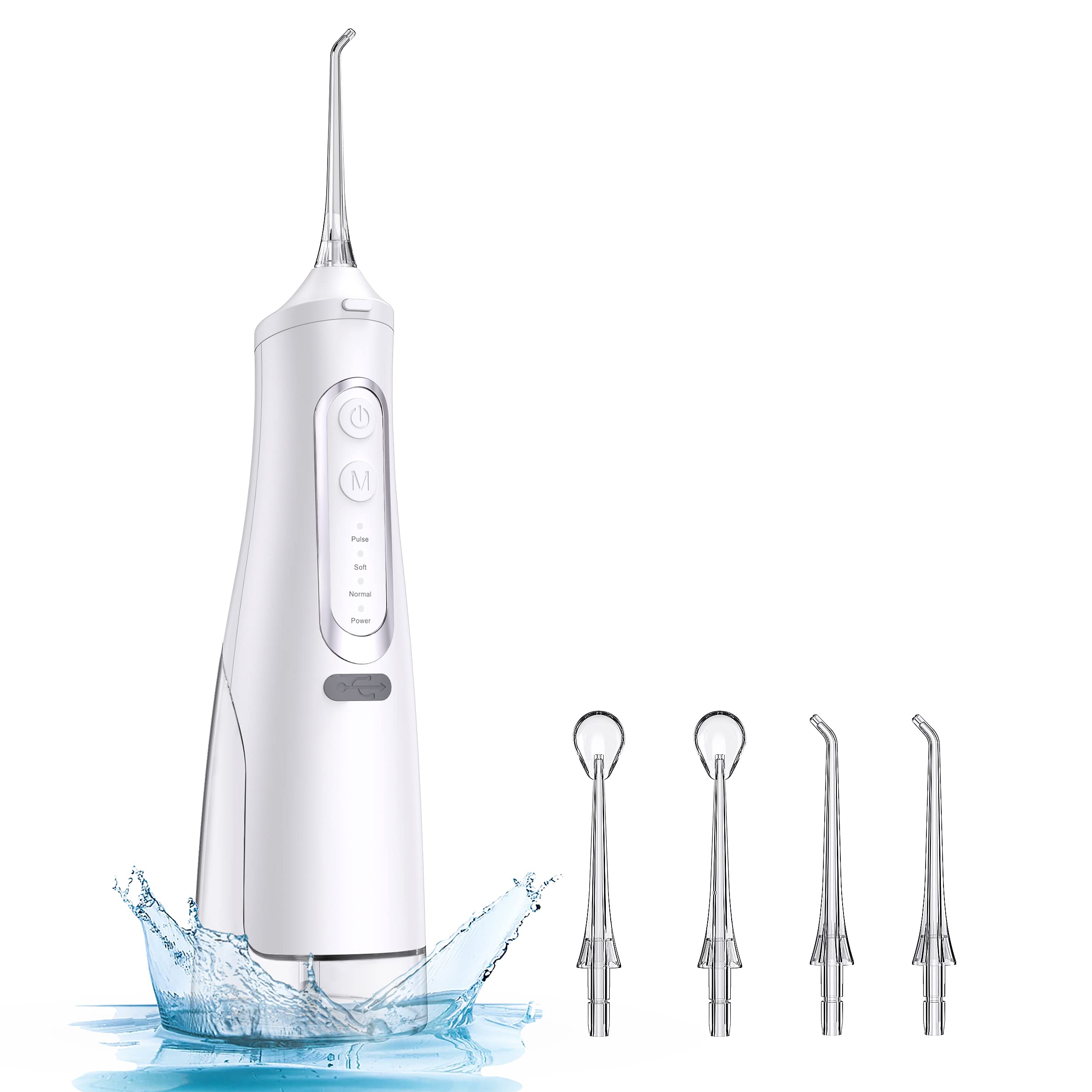 BEBEN Water Electric Flosser Picks for Teeth Cleaning, 4 Modes Water Flossers Cordless for Teeth, IPX7 Portable and Rechargeable Dental Floss and picks, 310ml Dental Oral Irrigator for Home and Travel