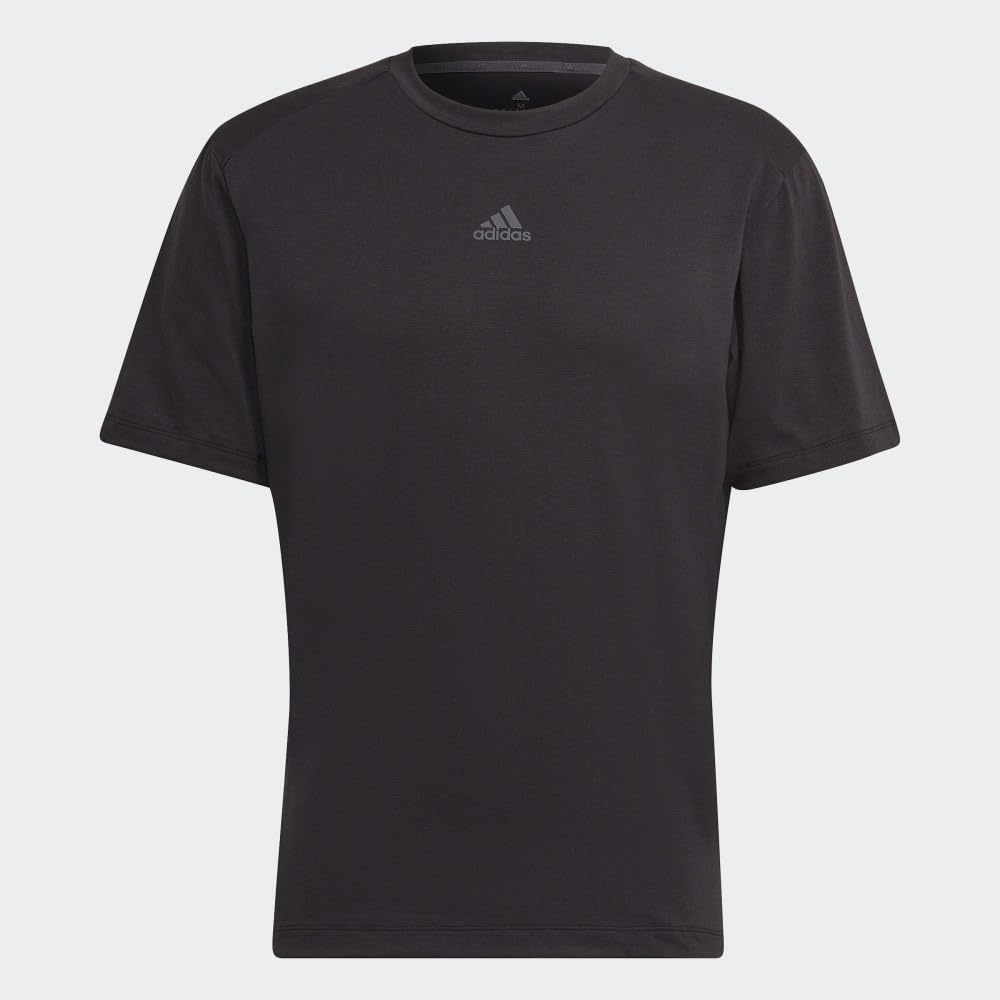 adidas Men's AEROREADY Yoga Tee, Grey/Black, Large