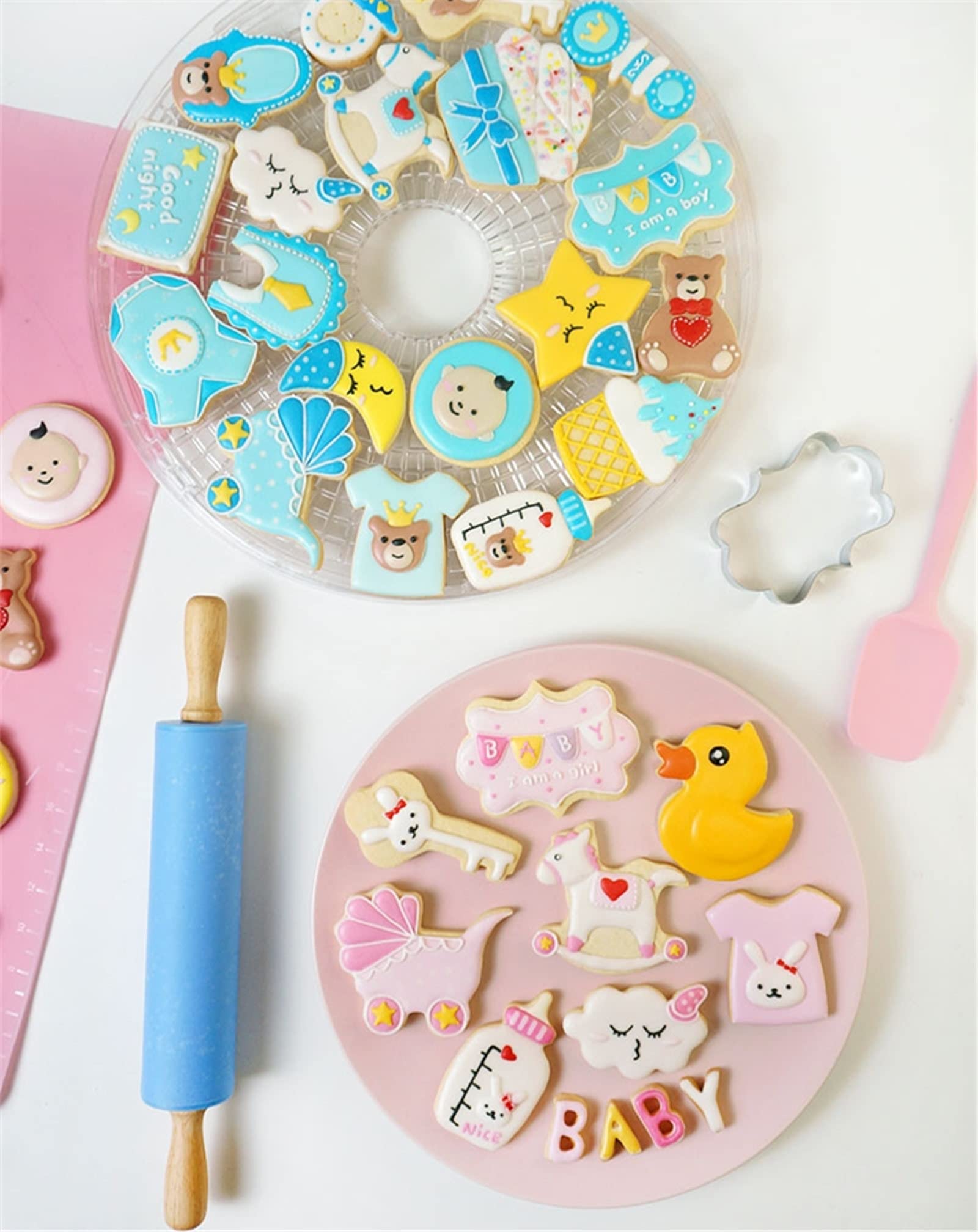 Baby Shower Series Cookie Cutters Set of 9 pcs, Stainless Steel Fondant Cutter Molds Baking DIY