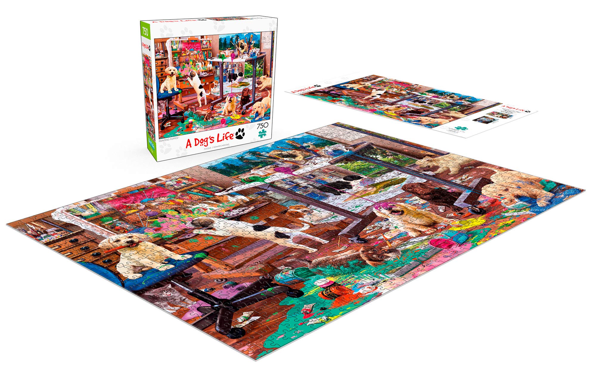 Buffalo Games - Steve Read - Painting Puppies - 750 Piece Jigsaw Puzzle for Adults Challenging Puzzle Perfect for Game Nights - Finished Puzzle Size is 24.00 x 18.00