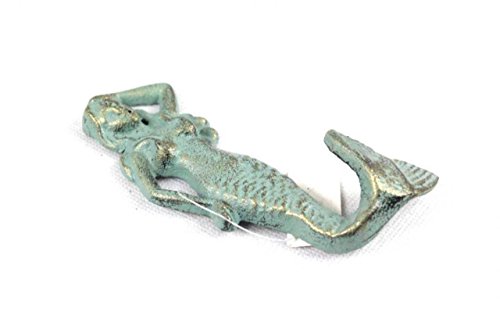 Hampton Nautical Cast Iron Mermaid Hook, 6", Antique Bronze