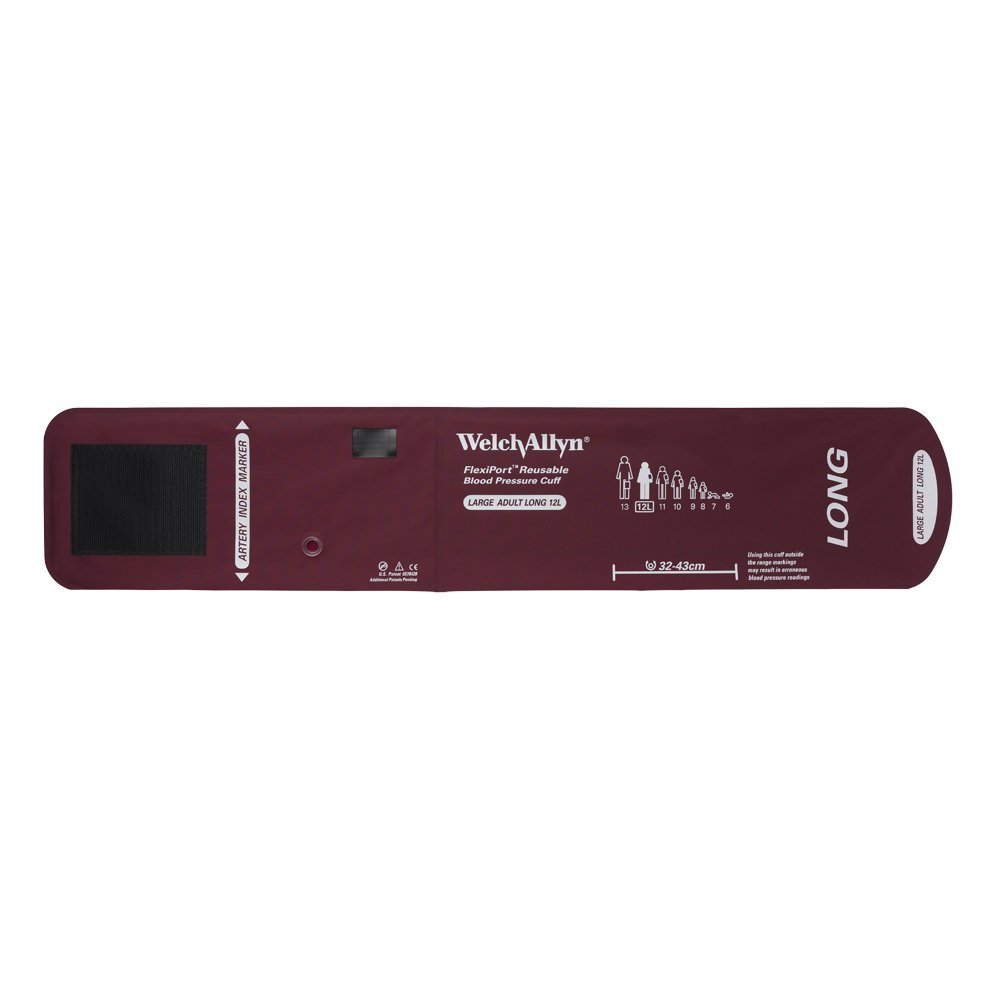 Welch Allyn FlexiPort Blood Pressure Cuff; Size-12L Large Adult Long, Reusable, No Tubes or Connectors; range 32-43 cm - WELREUSE-12L