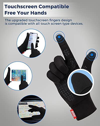 Aegend Running Gloves Women Men Touch Screen Cycling Sports Mittens Liners Warm Gloves, Black, Medium