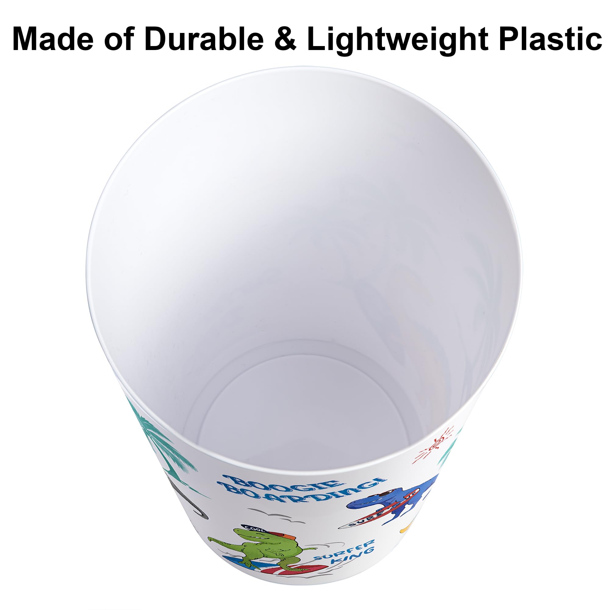 Allure Home Creation Surfin' Dino Wastebasket Compact Size 1.71 gallons