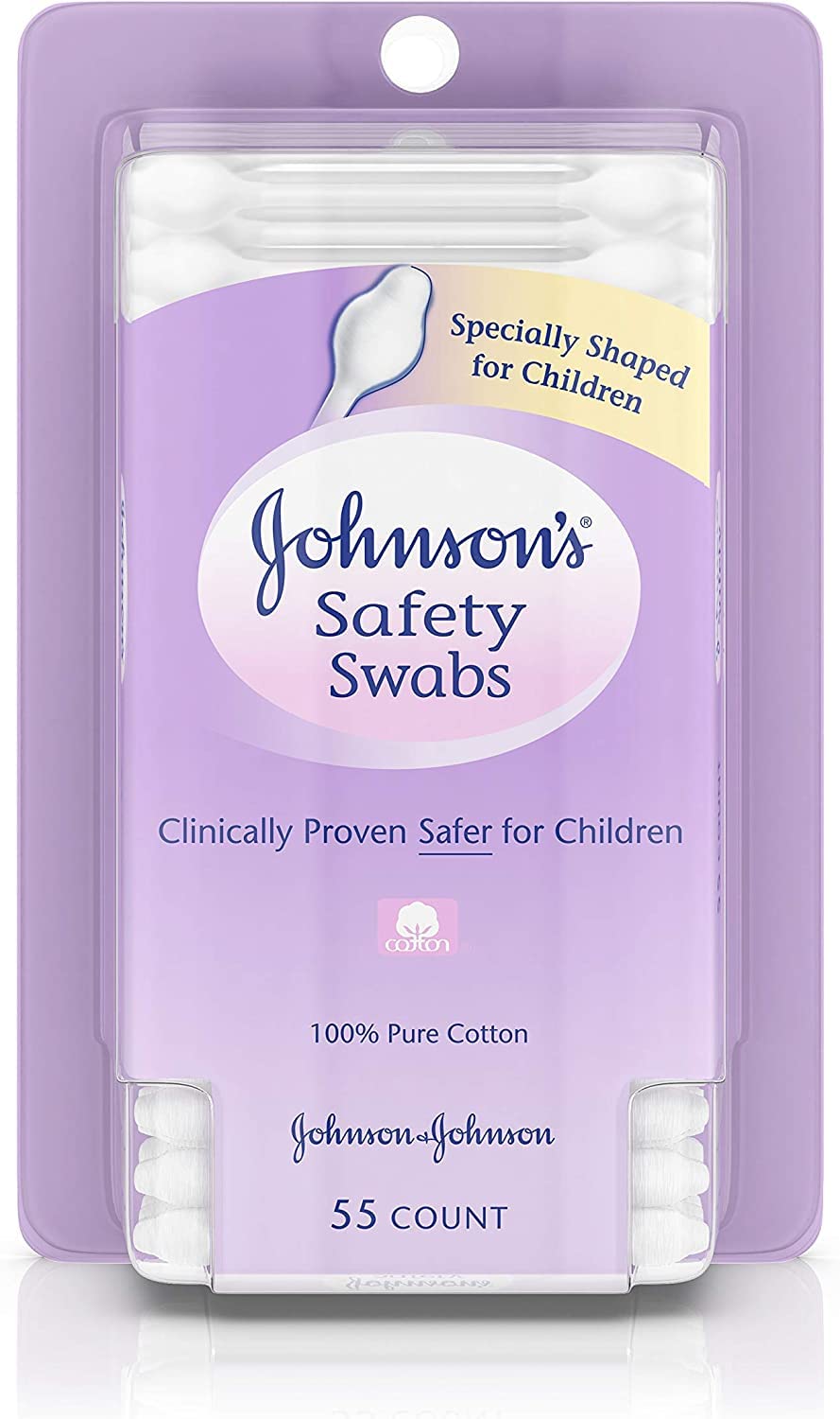 Johnson's 008256OurBundle Non-Chlorine Bleached Safety Ear Swabs for Babies and Children, 55 ct ( Pack of 2)
