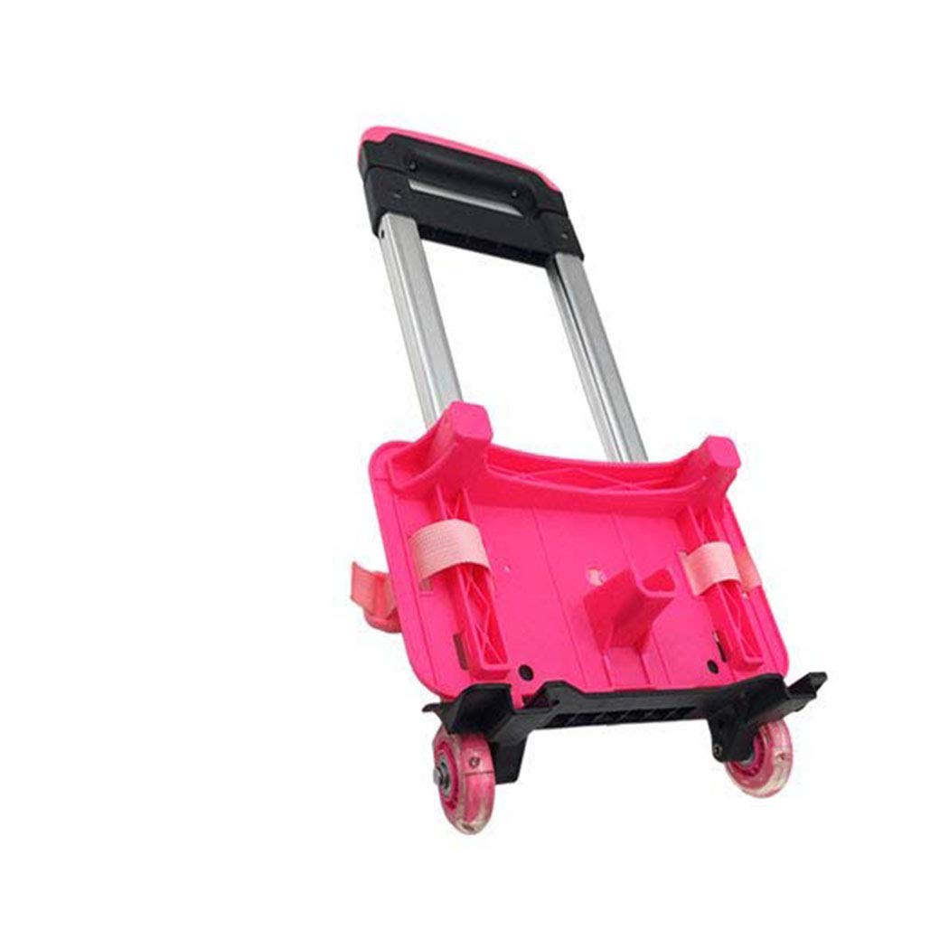 Backpack Hand Truck Wheeled Cart Trolley Hand Aluminium Alloy Folding Trolley Cart for Schoolbag/Backpack (Pink with Two Wheels)
