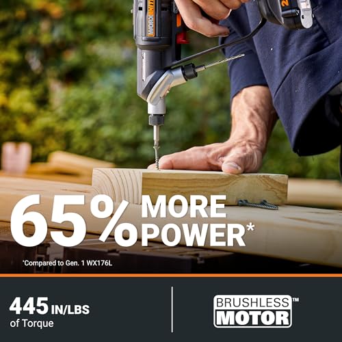 Worx Nitro 20V SwitchDriver 2.0, 2-in-1 Brushless Cordless Drill Driver, Drill Set Rotatable Dual 1/4" Chucks, Compact Cordless Drill with Digital Torque Setting WX177L β (Battery & Charger Included)