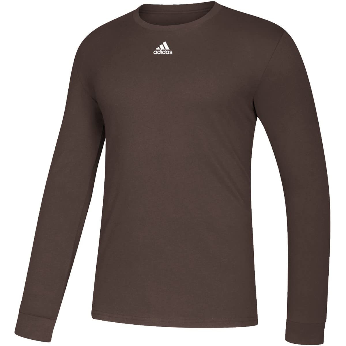 adidas Men's Amplifier Long Sleeve Logo T-Shirt EK02, Coffee/White, Medium
