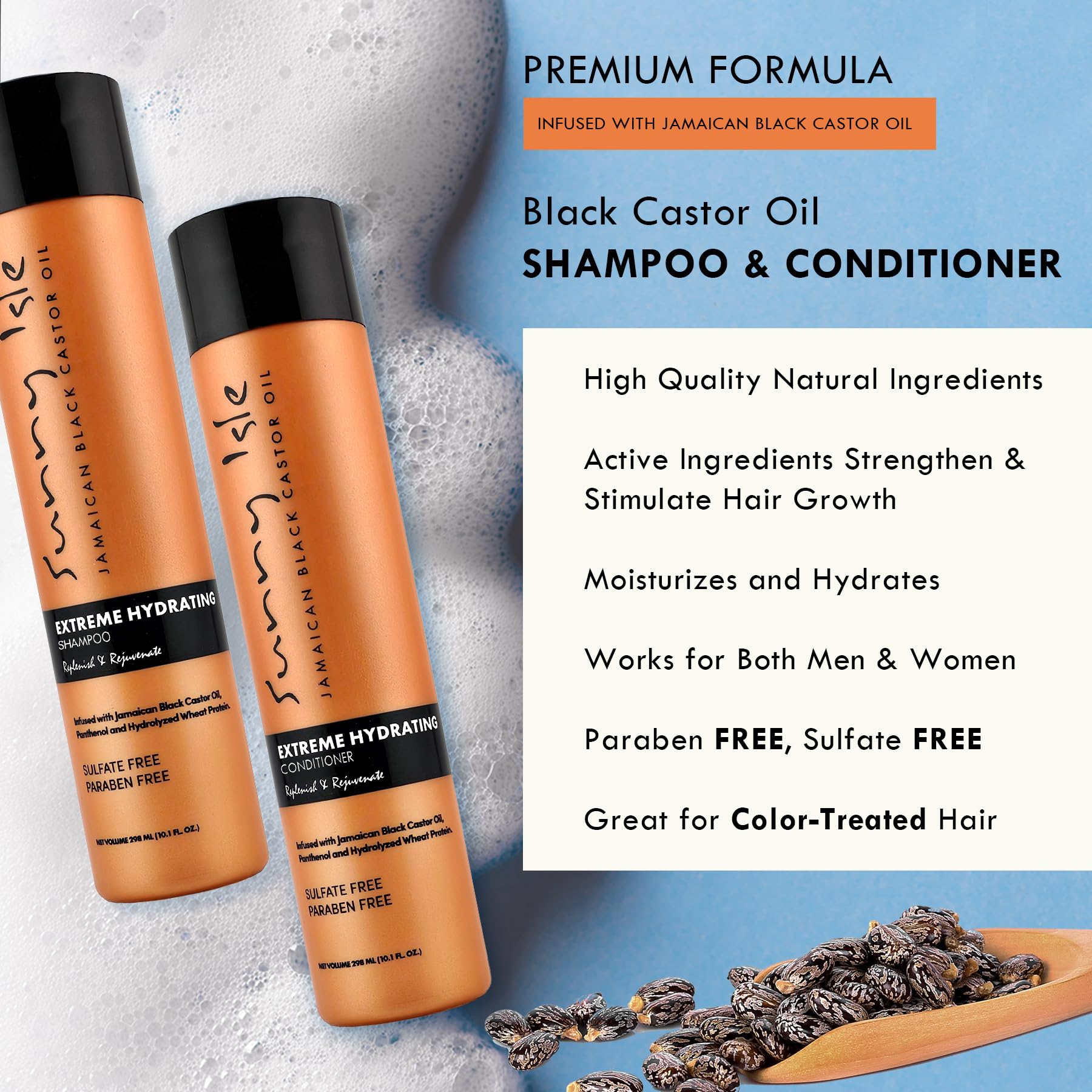 Sunny Isle Jamaican Black Castor Oil Extreme Hydrating Shampoo + Conditioner 10.1oz + Intensive Repair Masque 16oz "Combo"