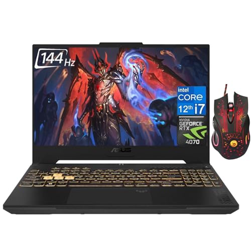 ASUS TUF Gaming Laptop 2023 Newest, 15.6" FHD 144Hz Display, Intel Core i7-12700H(14-core) Processor, NVIDIA GeForce RTX 4070, 16GB RAM, 1TB SSD, Backlit Keyboard, Wifi6, Bluetooth, Windows 11 Home