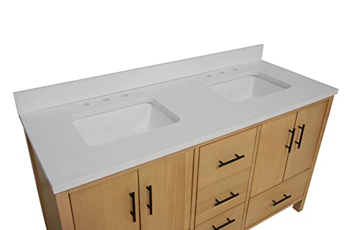 Kitchen Bath Collection California 60-inch Double Bathroom Vanity (Matte White/Blonde): Includes Blonde Cabinet with Matte White Countertop and White Ceramic Sinks