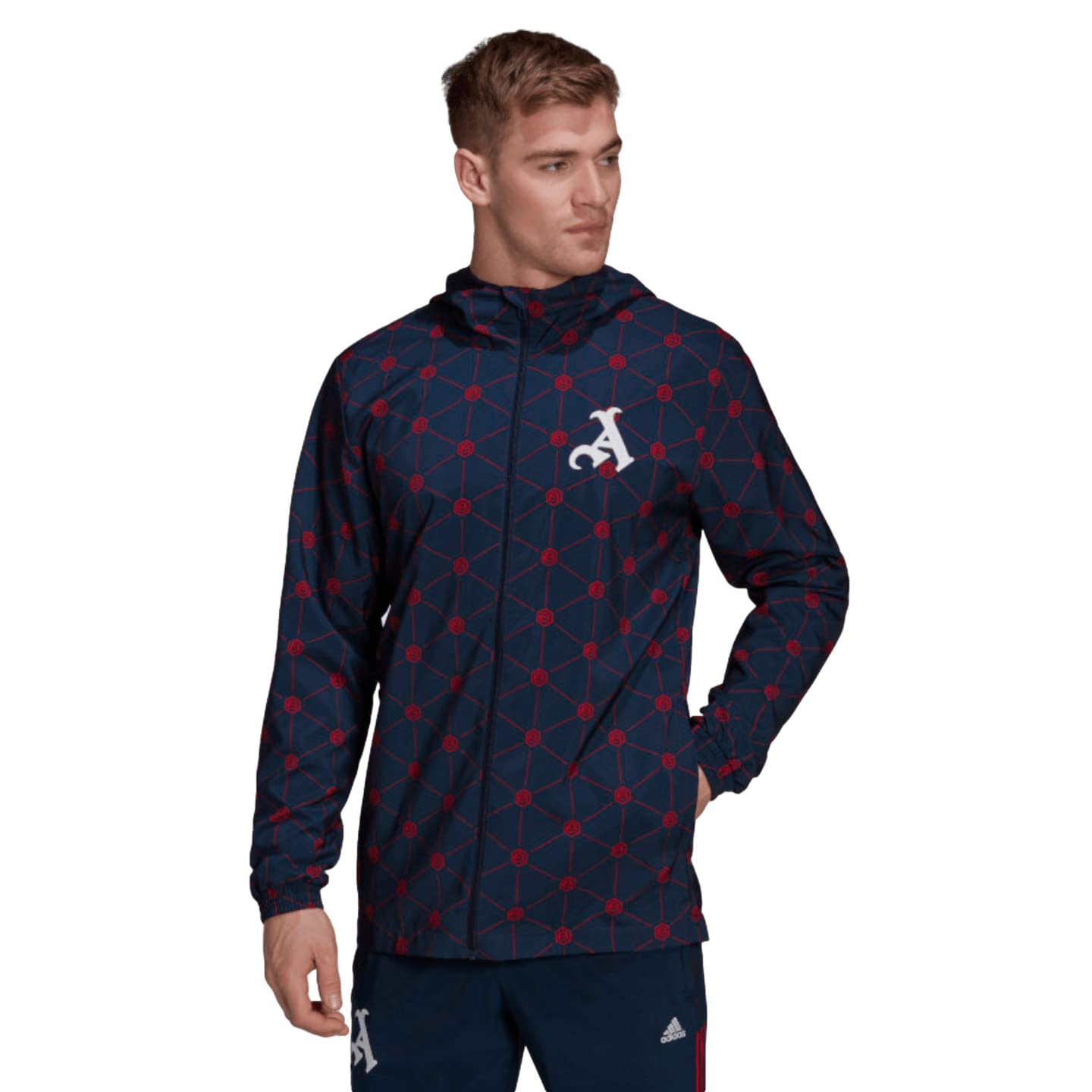 adidas Men's Soccer Arsenal Q2 Windbreaker Jacket (as1, alpha, x_l, regular, regular, X-Large)