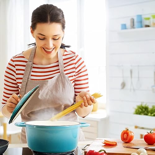 COOKWIN Enameled Cast Iron Dutch Oven, 5 QT Bread Baking Pot with Self Basting Lid, Non-stick Enamel Coated Cookware Pot, Great Christmas Gifts for Family, Teal