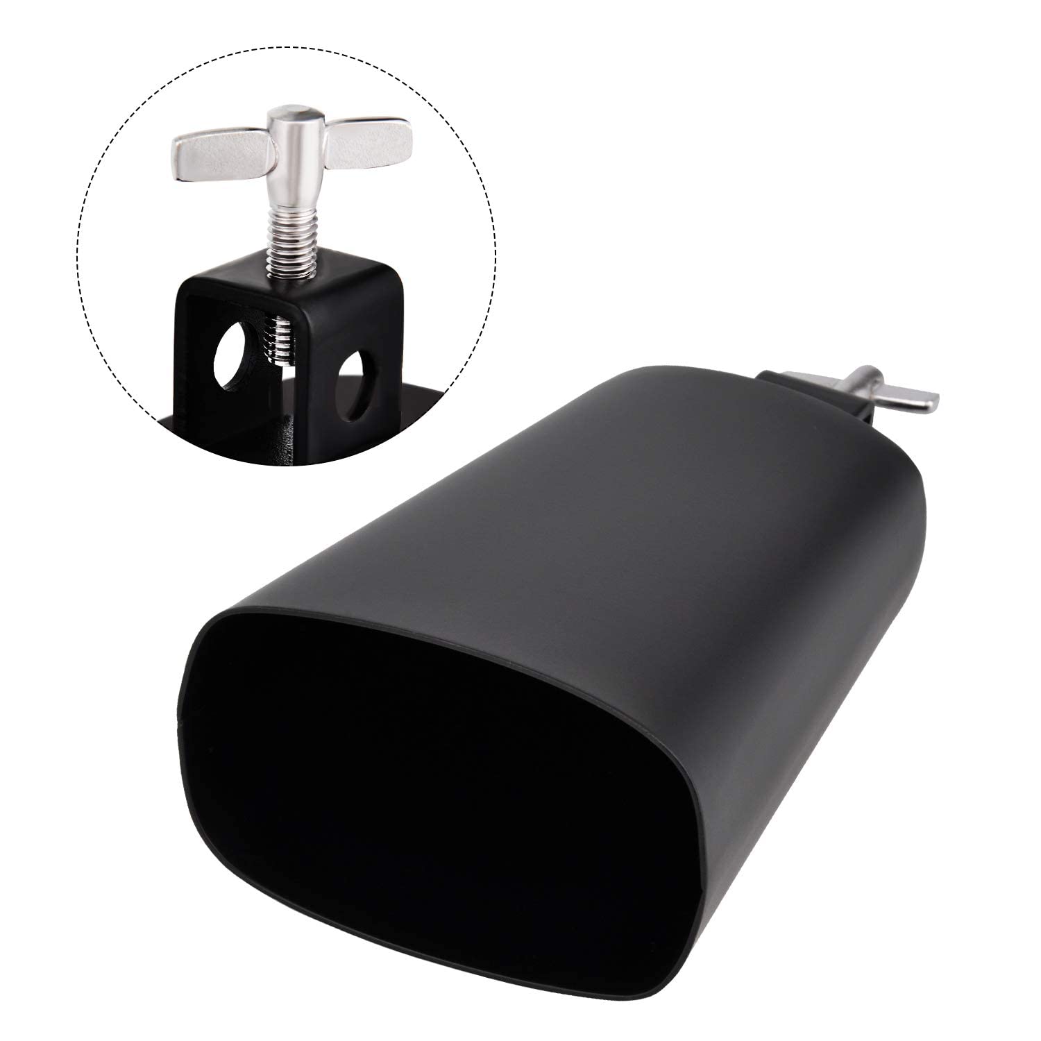 EASTROCK 6 Inch Metal Steel Cowbell and Black Rattles Hand Percussion Set for Drum Set, Band accompaniment, Party