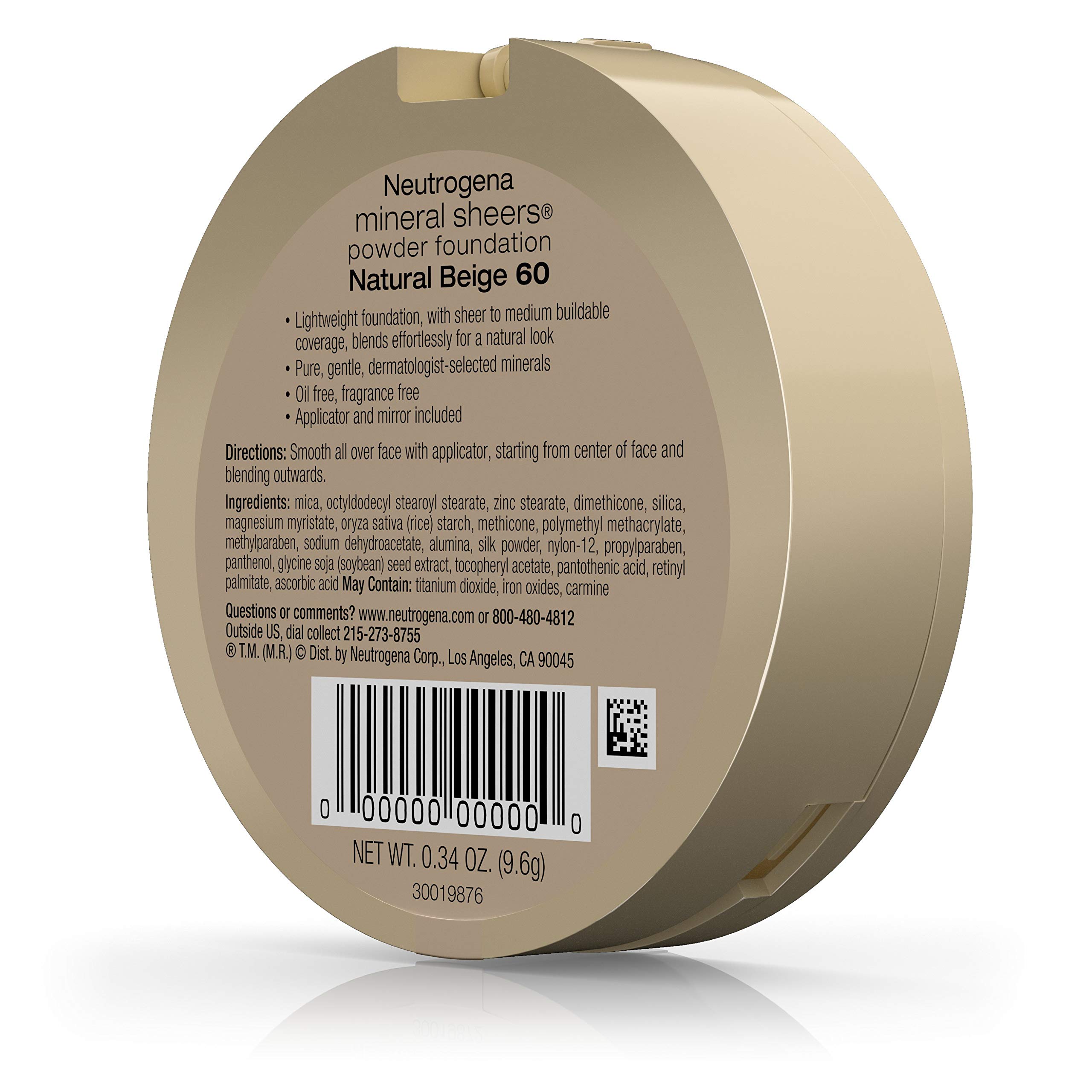 Neutrogena Mineral Sheers Powder Foundation, Natural Beige 60, 0.34 Ounce