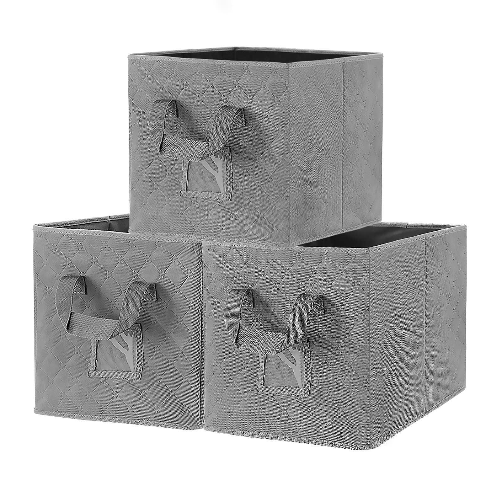 LSNDEE Large Storage Box Organizer, Cloth Storage Bins With Handles, Foldable Fabric Storage Cubes, Closet Organizers For Home And Office, 11.8 "X 11.8 " X 11.8 ", 3 Pack
