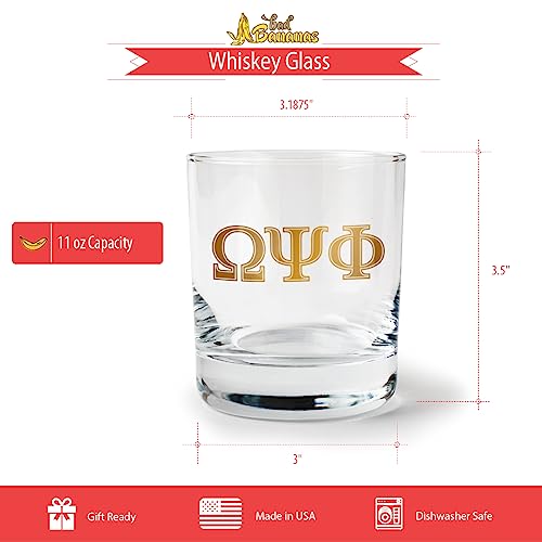 Bad Bananas BBGreek Omega Psi Phi Official Vendor - Set of 2 11oz Drinking Rocks Glasses - Sons of Blood and Thunder - Fraternity Paraphernalia