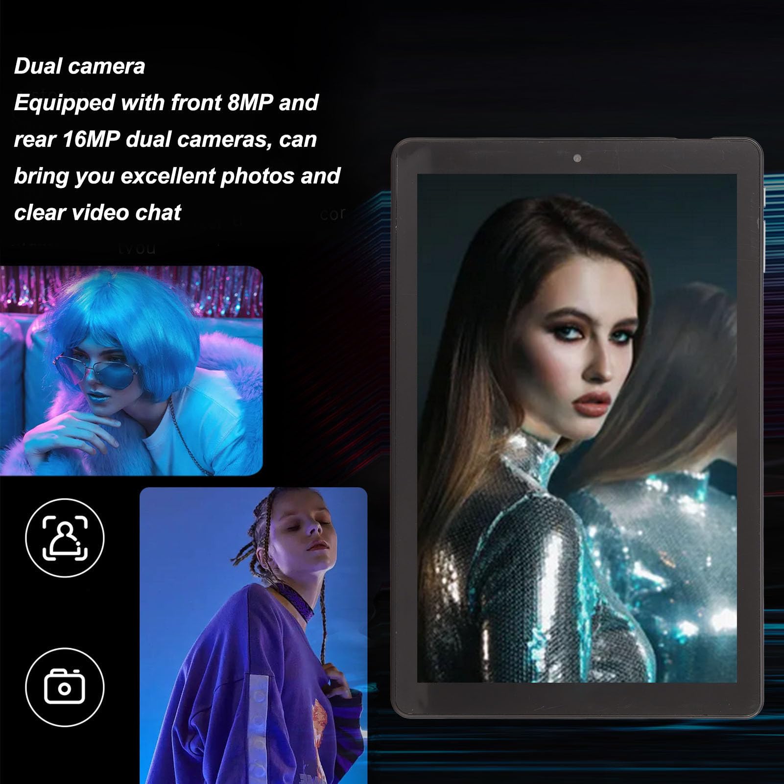 Airshi Tablet, Touch Screen 5G WiFi Tablet 100-240V Long Endurance Dual SIM 4GB 64GB with Earphone for Learning (US Plug)