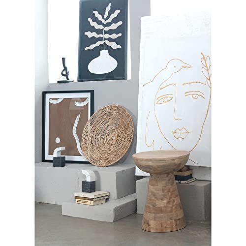 Bloomingville Hand-Painted Canvas Abstract Face and Bird Wall Art and Décor, 24" L x 1" W x 35" H, Gold
