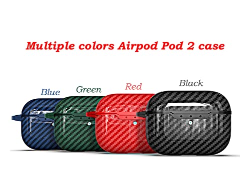 Case for AirPods Pro 2nd Generation Case Cover 2022 New, Carbon Fiber Skin Full Protective Shockproof Case for Men Women, Slim TPU case with Keychain and Lanyard (Red)