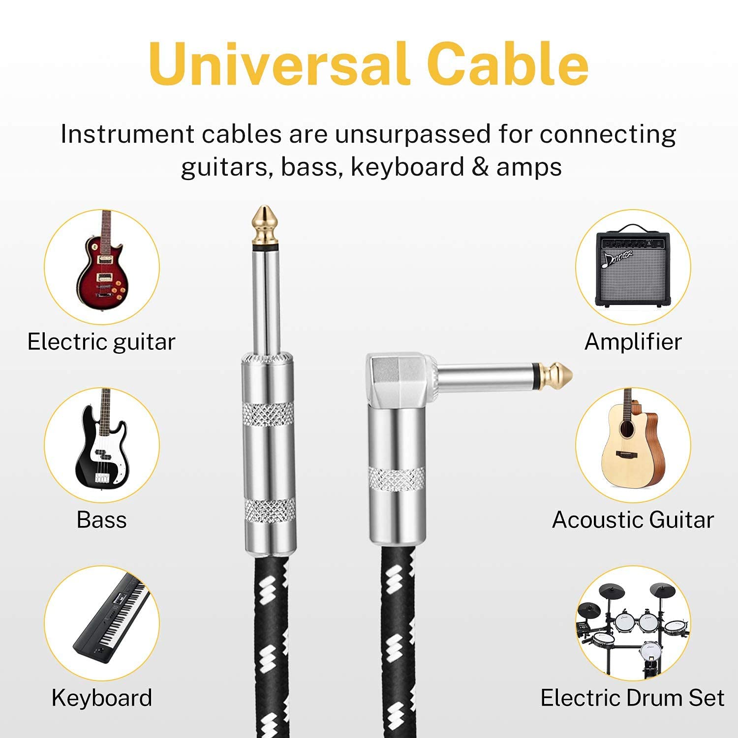 Donner Bass Guitar Amp 30W Electric Bass Combo Amplifier DBA-30 & Electric Guitar Cable 10 ft