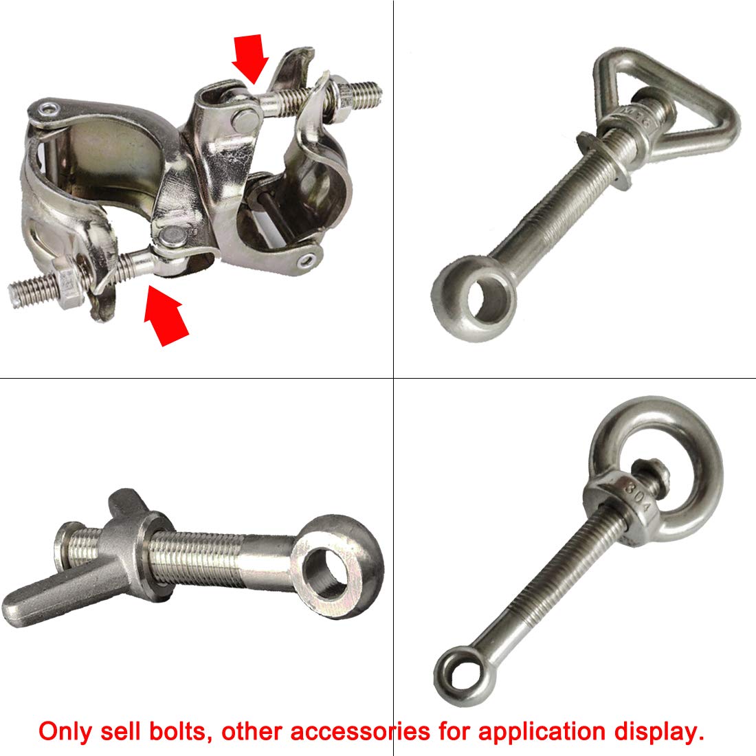 uxcell M6 x 30mm Machinery Shoulder Swing Lifting Eye Bolt 304 Stainless Steel Metric Thread 5pcs