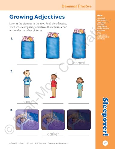 Evan-Moor Skill Sharpeners Grammar and Punctuation Workbook, Grade 2, Nouns, Verbs, Sentence Structure, Subject, Predicate, Language Handbook, Real-World Practice, Fun Activities, Homeschool, Practice