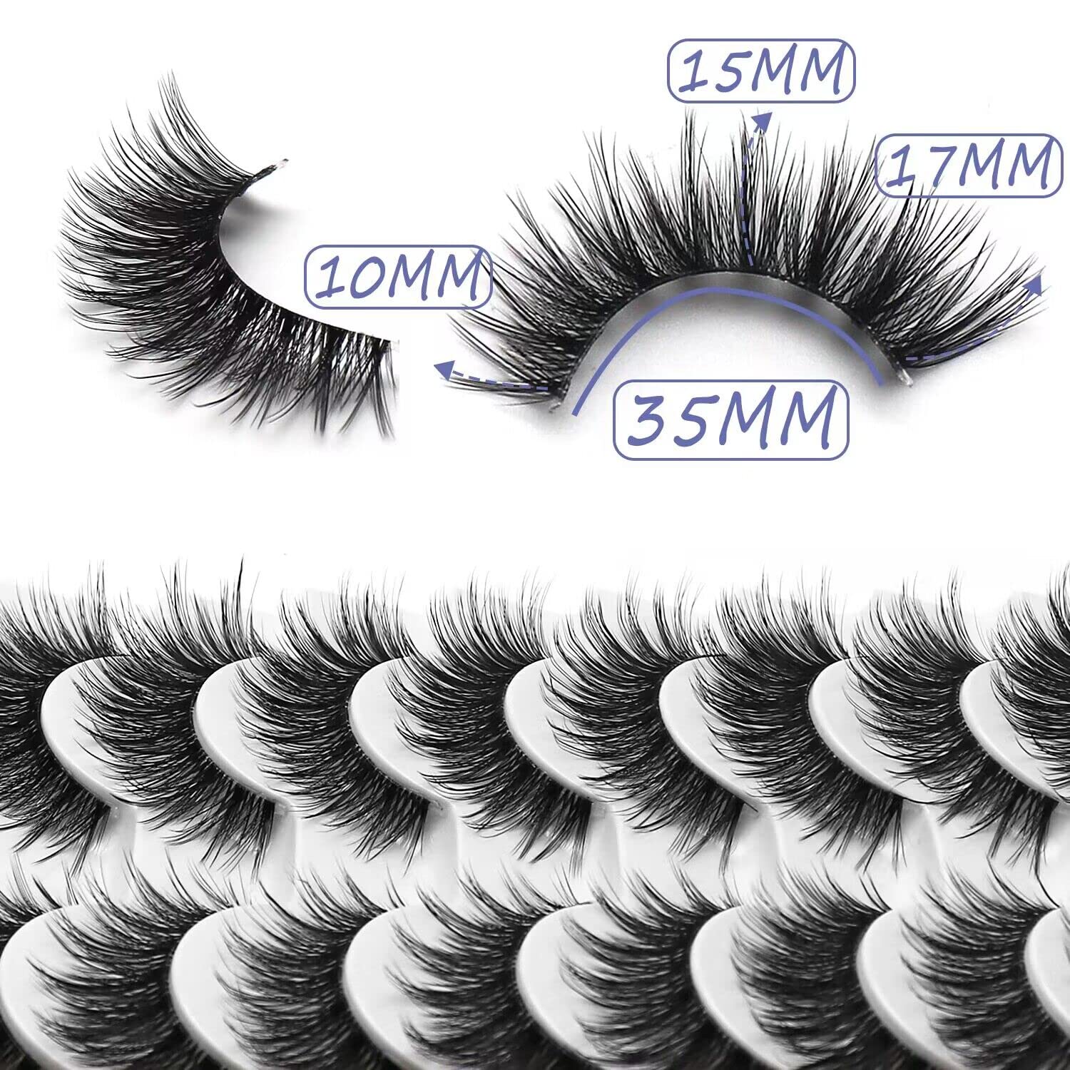 Ahrikiss Fake Eyelashes Soft Cat Eye Lashes Clear Band Wispy Eyelashes Lightweight False Eyelashes 8 Pairs False Lashes Pack | F16