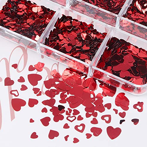 Holographic Nail Art Glitter 3D Holographic Nail Sequins Hollow Heart Glitters Flakes for Nail Art Craft
