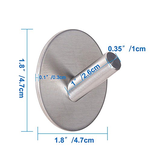 Vpang 4 Pcs Stainless Steel Adhesive Hooks Heavy Duty Wall Hooks Sticky Hanger for Kitchen Bathroom Office Garage (Type 5)