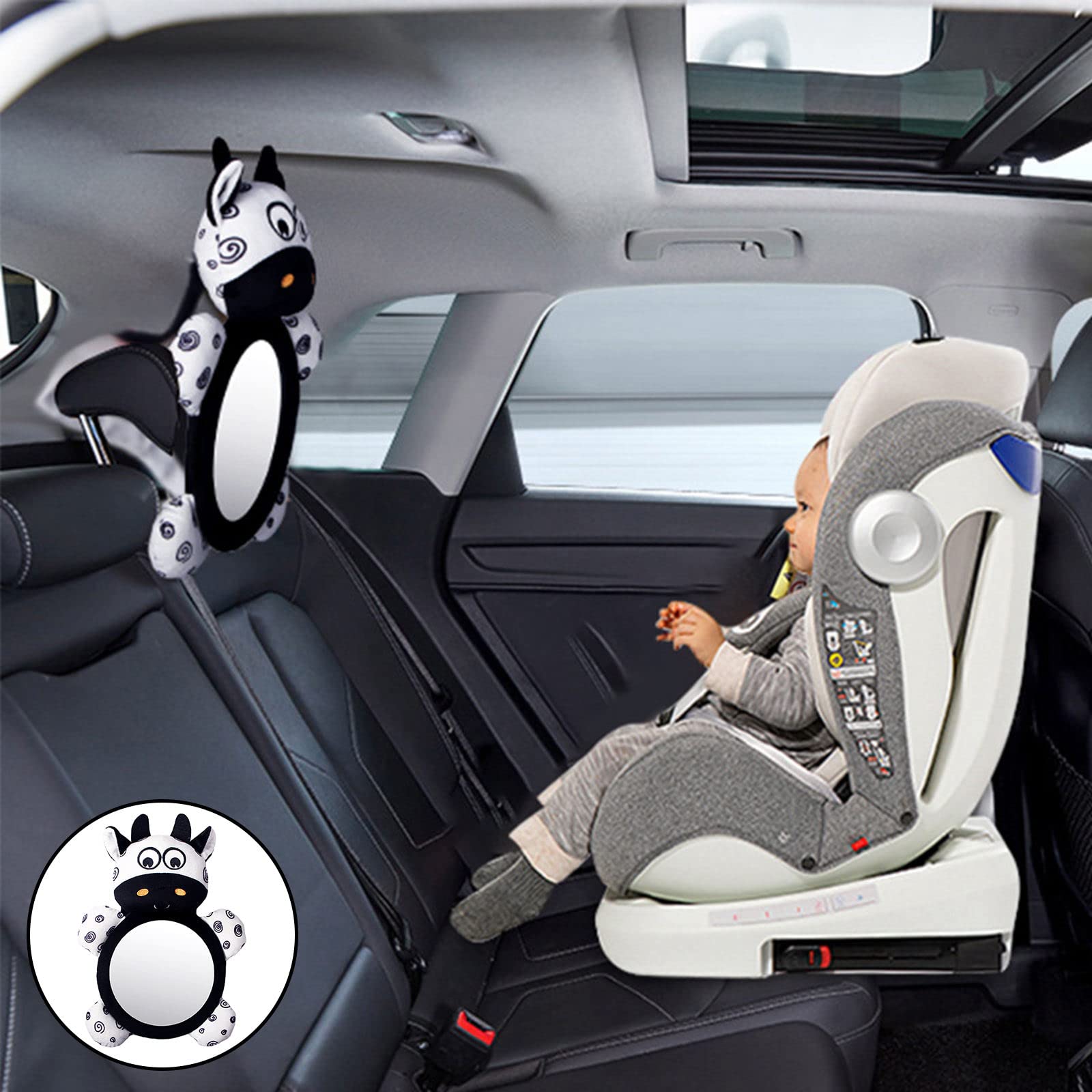 Baby Observation Mirror Back View Mirror Rear Facing Mirror Direction, Cow