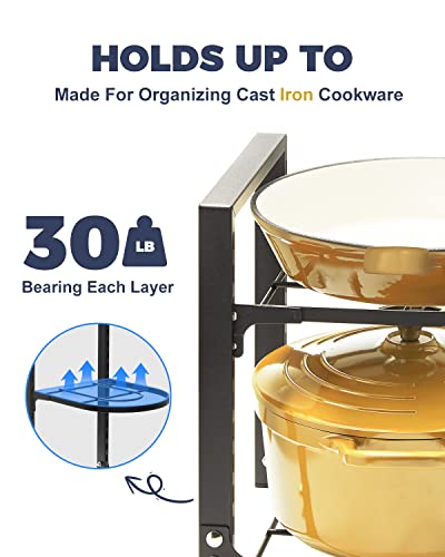 BRONYPRO Adjustable Pot and Pan Organizer for Small Cabinet , Rustproof Storage Organizer Rack for Cast-iron Pots Pans with 2 Slots, for Skillets, Frying Pan, Pot Lids, Kitchen Must Have (Black,2 Pieces)