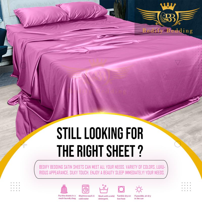 Bedify Bedding 100% Pure Silk Satin Duvet with Fitted Set 4 Pcs Silk Fitted Sheet 15" Deep Pocket Silk Duvet Cover Pillowcases Soft Silk Sheets|Wrinkle Free Fade Resistant(Black,King)