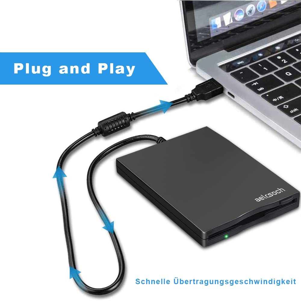 aelrsoch Floppy Disk Reader External Drive USB 3.5-inch USB External Floppy Drive 1.44 MB FDD Portable Floppy Disk Suitable for PC Windows 2000/7/8, Plug and Play