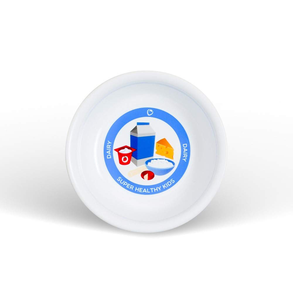 Health Beet MyPlate Portion Control Plate with Dairy Bowl & Parents Guide โ 4 Divided Sections of Fruit Grains Veggies Proteins - Sectioned Plates for Health Education - (Set of 1 Each)