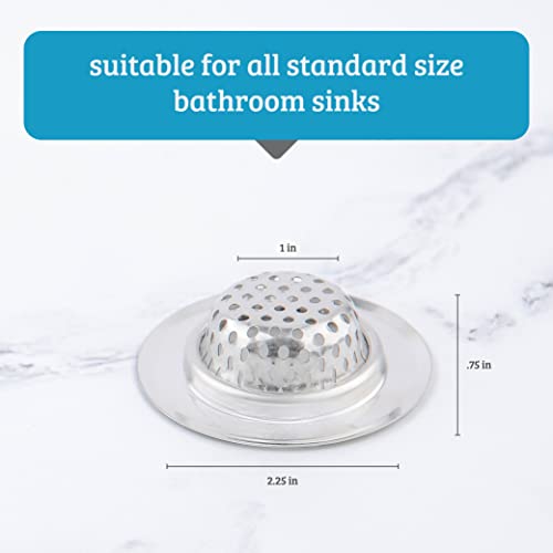 Bathroom Sink Strainer Basket - Rust Free Stainless Steel Lavatory Sink Drain Strainer - 2 Pack Shower Drain Hair Catcher 2.25 Inch Diameter for Utility, Laundry, RV Small Kitchen Sink Drains