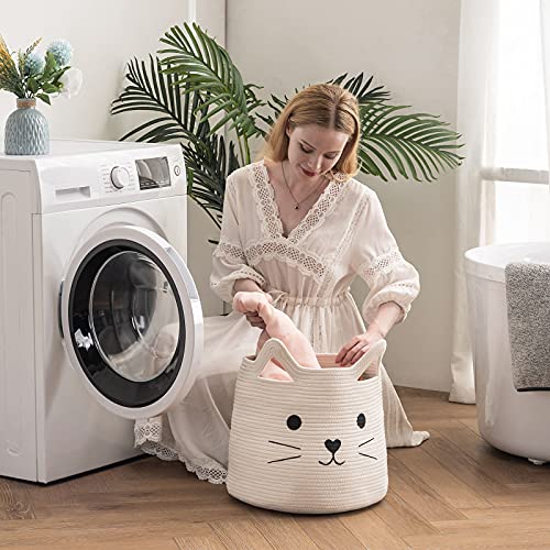 72L Freestanding Laundry Hamper, Collapsible Waterproof Clothes Basket with Easy Carry Long Handle, Washing Bag for Clothes, Toys (1 Pack, White)