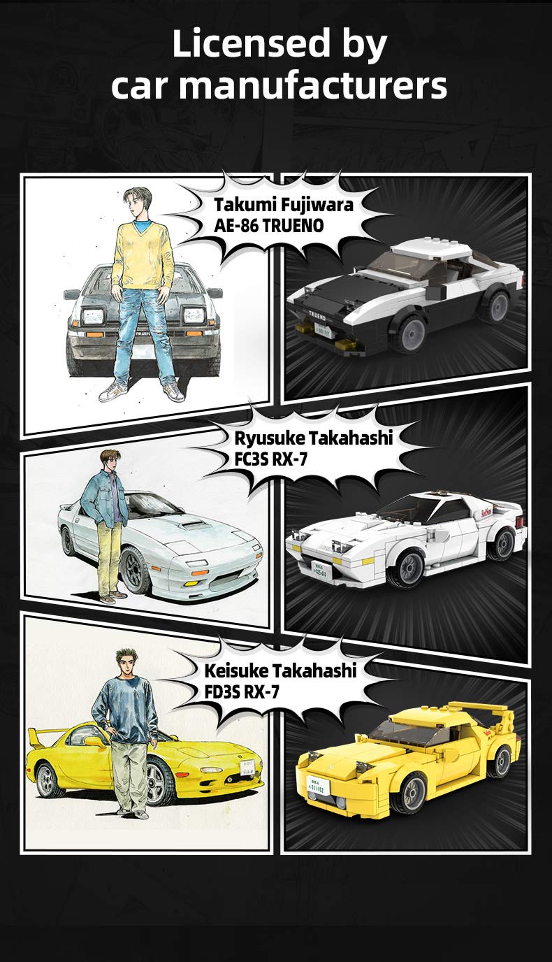dOMOb Toyota AE86 Trueno – Initial-D 25-th Anniversary – CADA Bricks Toys for 8+ Age Kids & Adults – Realistic Car Model 1:24 Simulated Build – 280 Bricks or Blocks – for Boys, Hobbyist, Collector