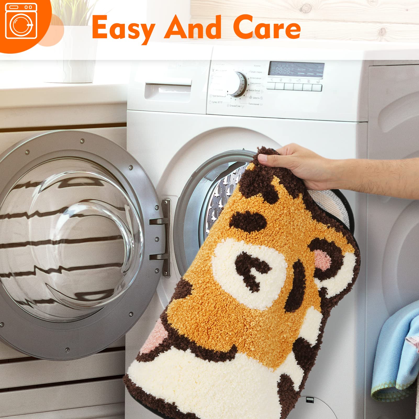Ankah Bathroom Rugs Bath Mat, Luxury Soft Shaggy Microfiber Shower Rug, Absorbent & Slip Resistant Plush Carpets, Hotel Spa Shower & Bathtub Mats, Machine Washable,19.68"x 25.6", Tiger Face