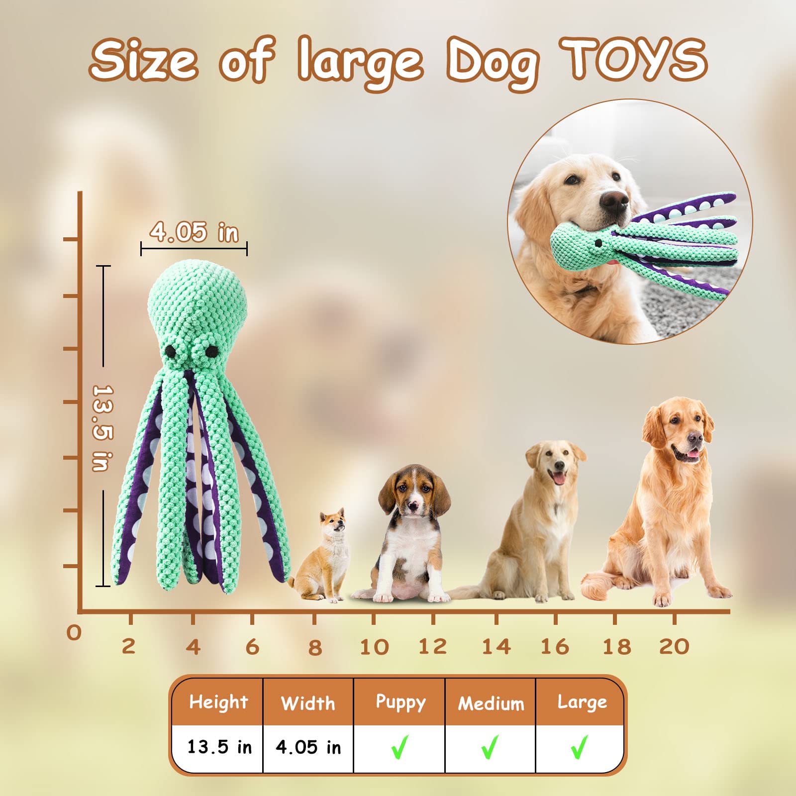 BAODANTECH Plush Dog Squeaky Chew Toys with Durable Soft for Large Dogs Breeds Pet for Aggressive Chewers,Squeaky Dog Chew Toys for Small, Medium, and Large Dog