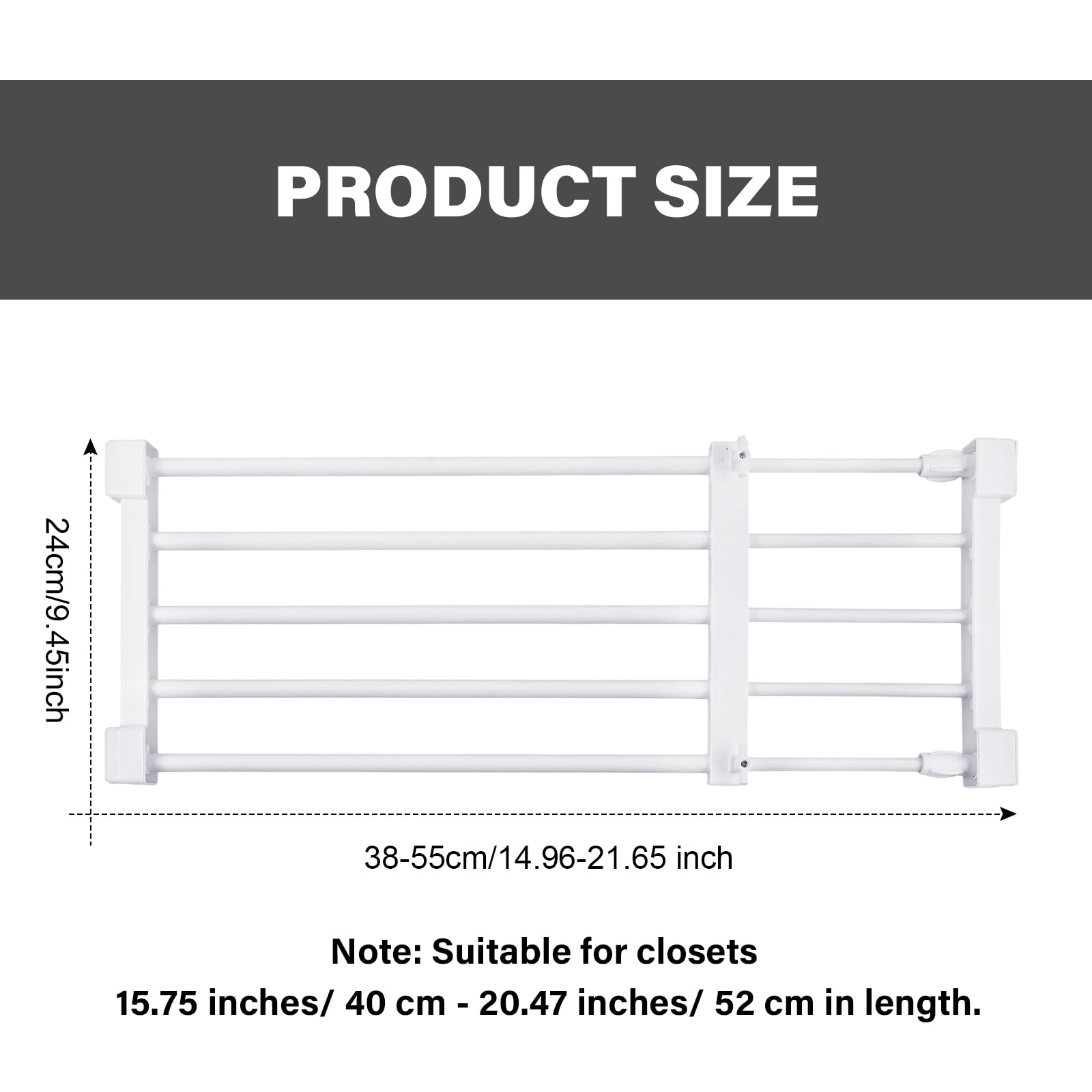 Geetery 4 Pcs Closet Tension Shelf Metal Expandable Closet Shelf Dividers Adjustable DIY Shelf Separators in Closet Tension Rod Storage Rack for Cabinet Kitchen Wardrobe (15''-21.65'' X 9.45'')