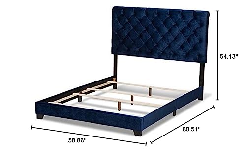 Baxton Studio Candace Luxe and Glamour Navy Velvet Upholstered Full Size Bed