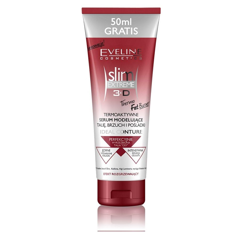Eveline Slim Extreme 3D Thermo Active Cellulite Cream Hot Serum Treatment for Shaping Waist, Abdomen and Buttocks,