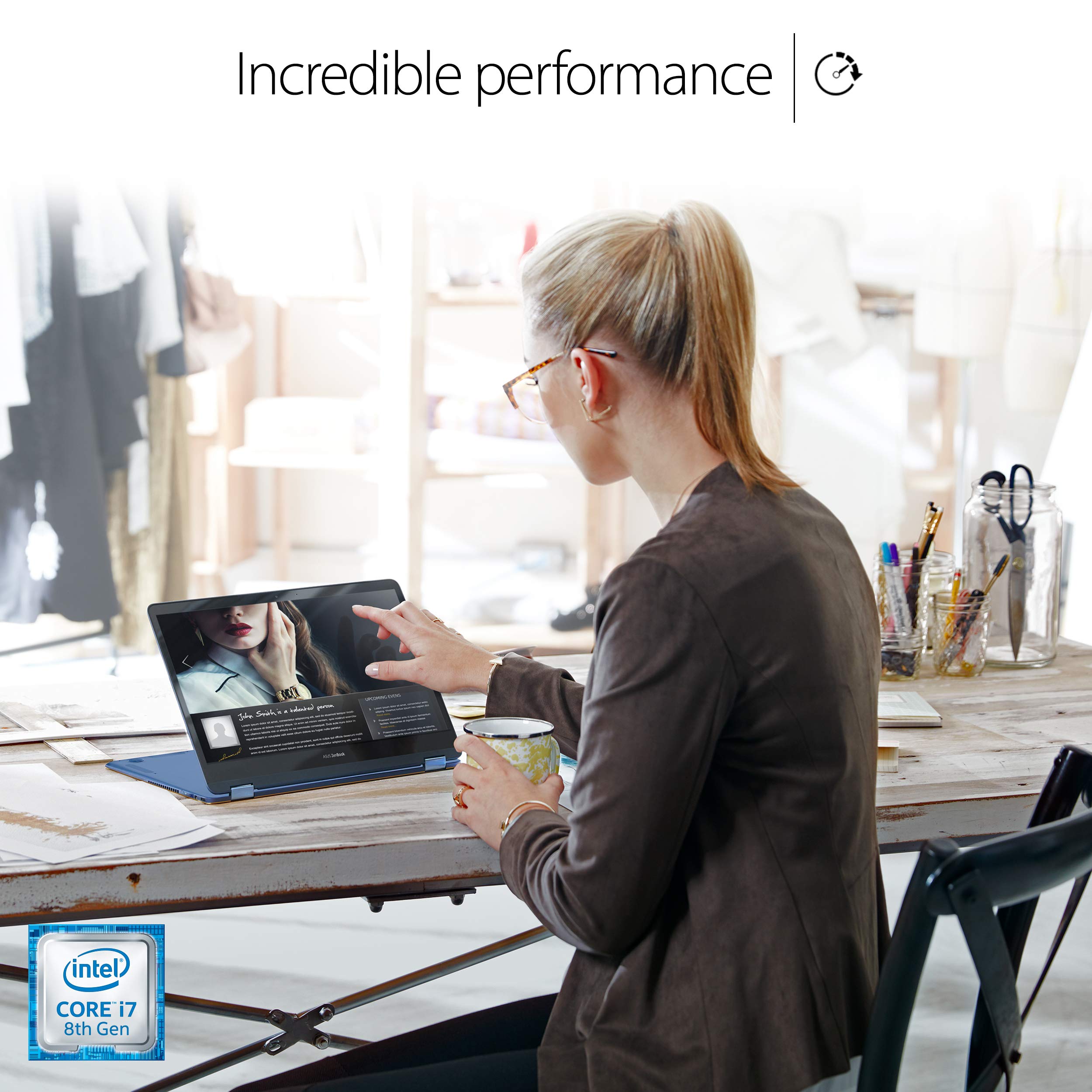 ASUS ZenBook Flip S Touchscreen Convertible Laptop, 13.3” Full HD, 8th Gen Intel Core i7 Processor, 16GB DDR3, 512GB SSD, Backlit KB, Fingerprint, Windows 10 Pro - UX370UA-XH74T-BL, Royal Blue