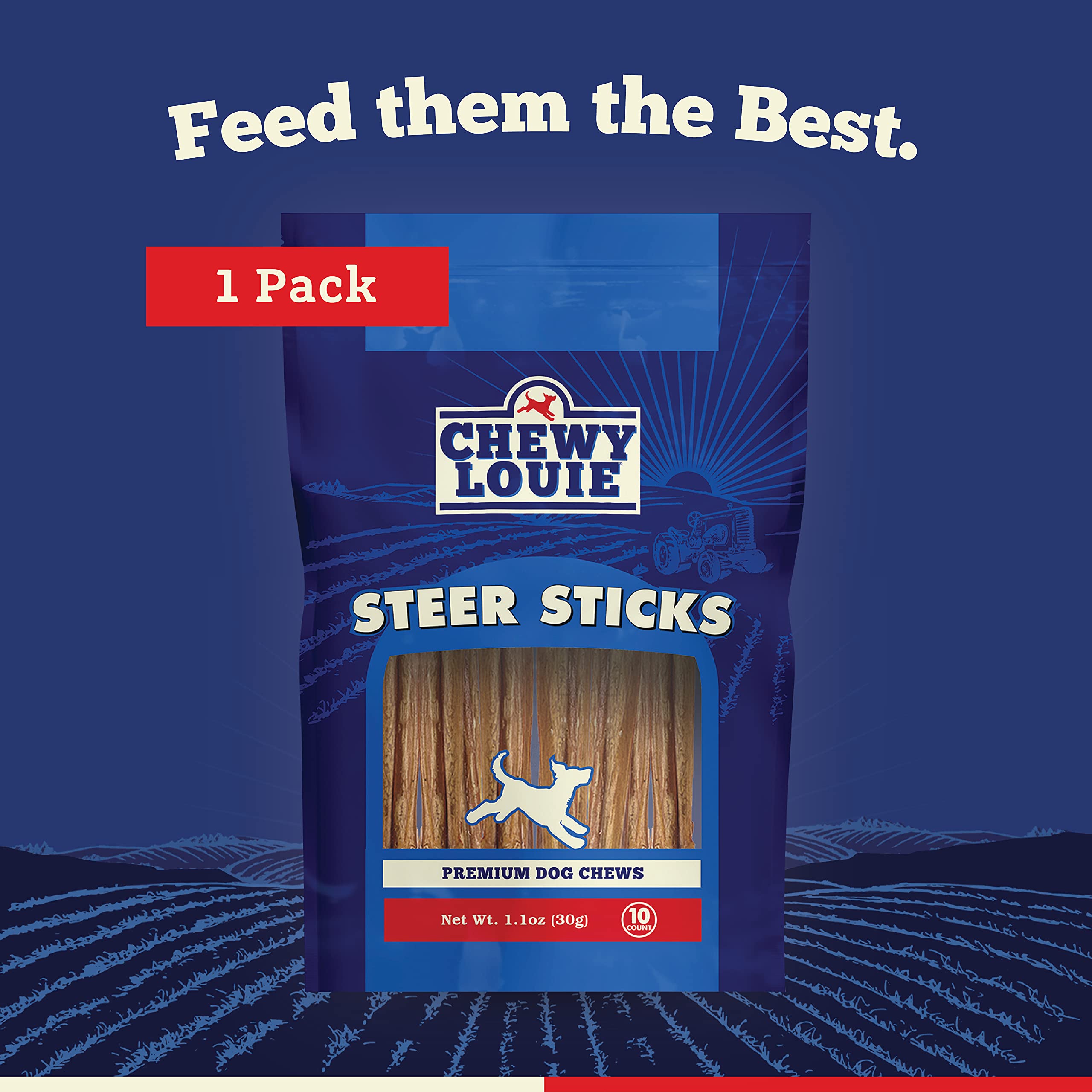 CHEWY LOUIE 5" Steer Sticks - 100% Beef Treat, No Artificial Preservatives, Colors, or Flavors. Tough, Long-Lasting, and Dental Support Dog Treats.