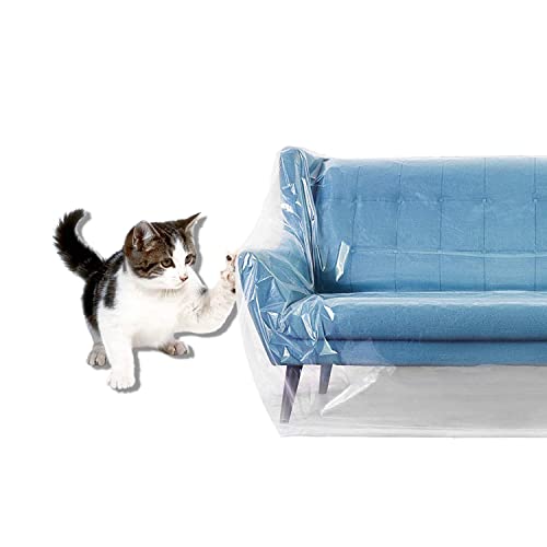 STARTWO Furniture Cover Plastic Couch Cover Heavy Duty Water Resistant Thick Clear | Sofa Slipover for Moving and Long Term Storage 42β(Width) x 92β(Depth) x 42"(Height)